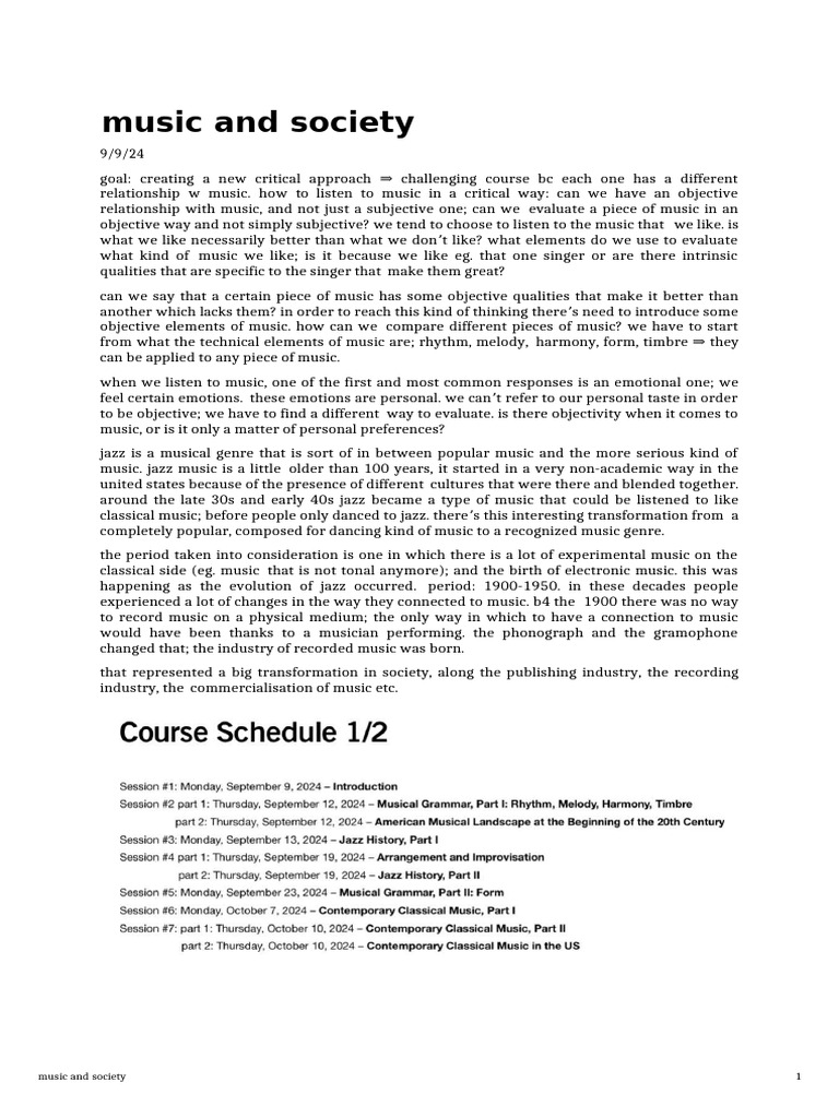 Music and Society Word | PDF | Chord (Music) | Jazz