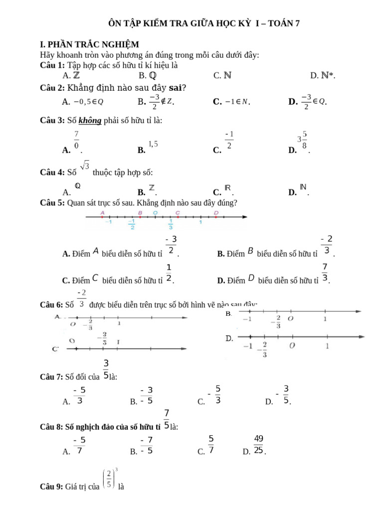 De Cuong On Tap Giua Ki 1 | PDF