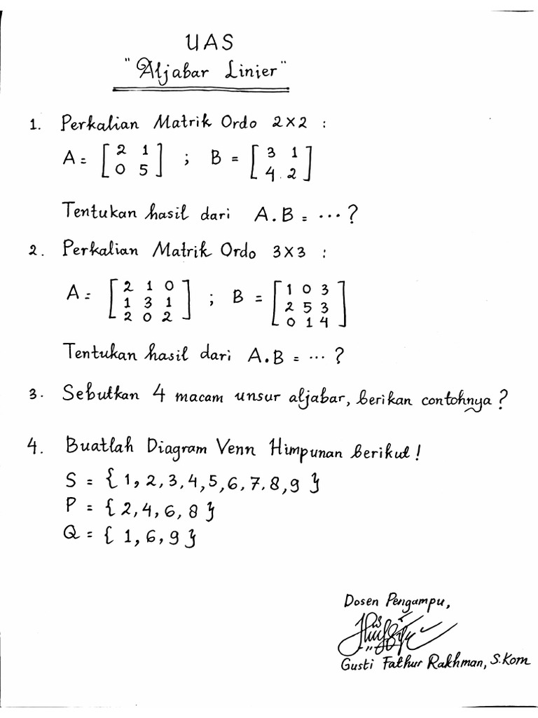 Uas Aljabar Linier | PDF