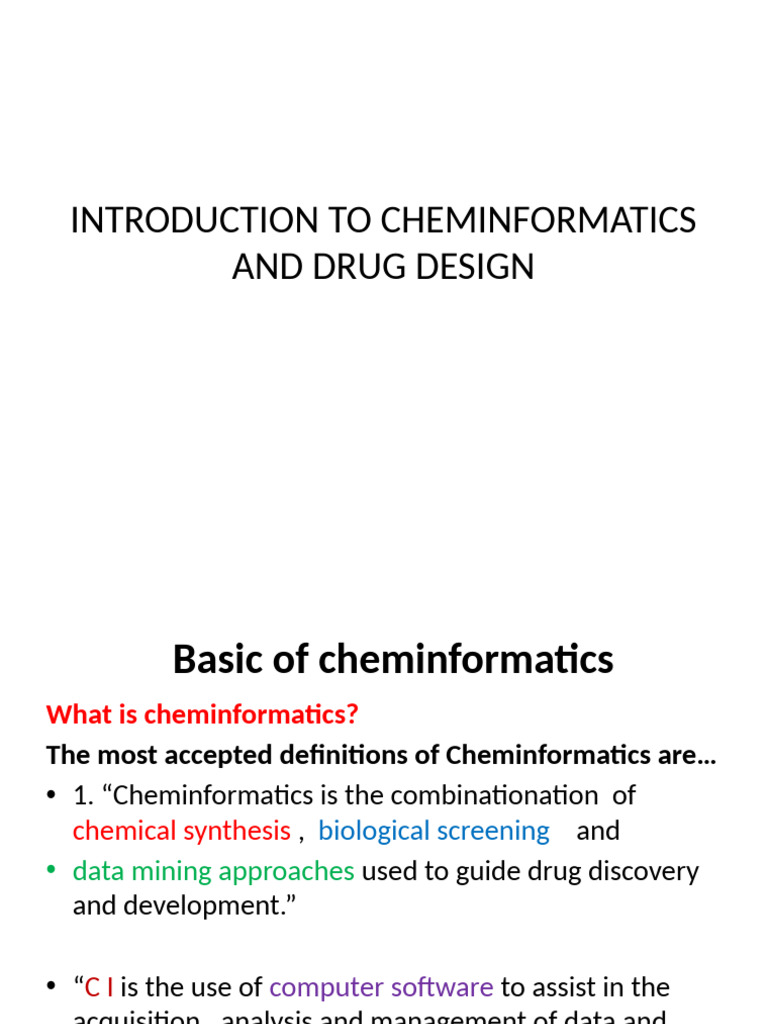 Introduction To Cheminformatics and Drug Design Fin | PDF | Quantitative Structure–Activity ...