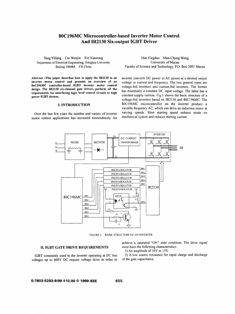 80C196MC Microcontroller-Based Inverter Motor Control and IR2130 Six-Output IGBT Driver | PDF ...