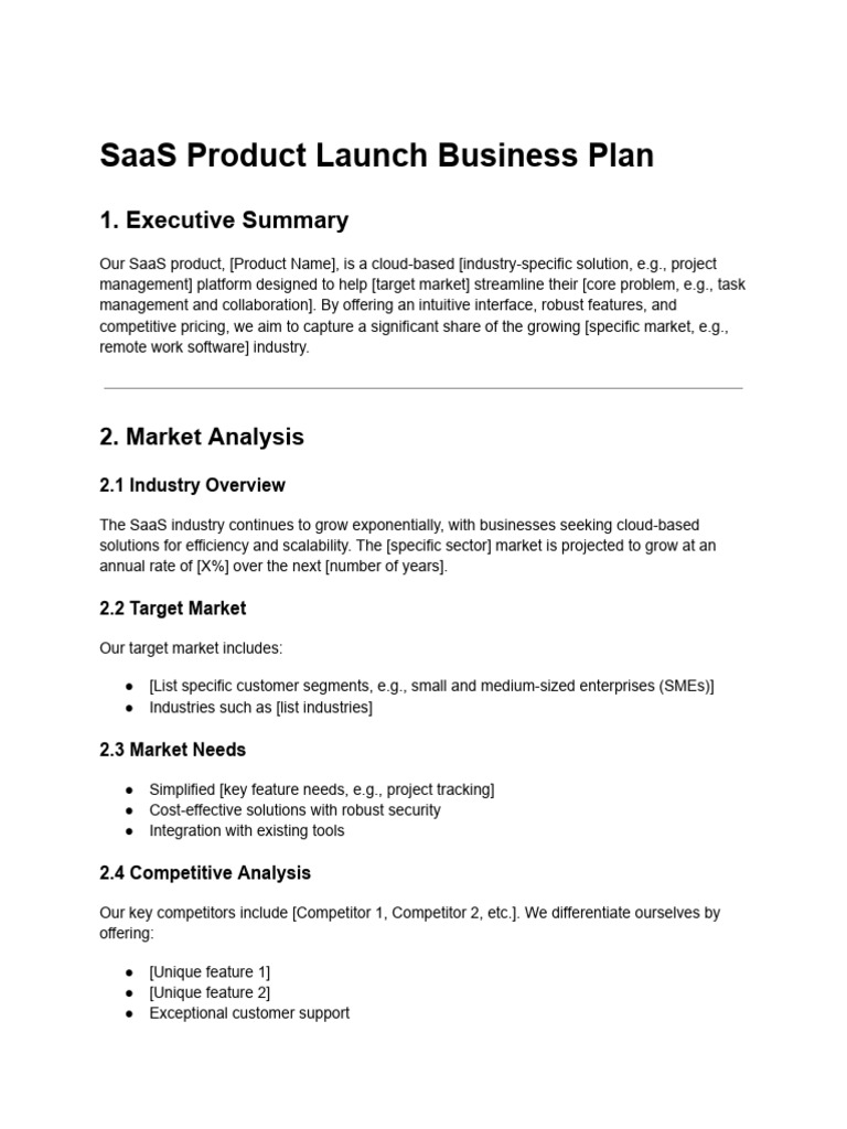 SaaS Product Launch Business Plan | PDF | Marketing | Software As A Service