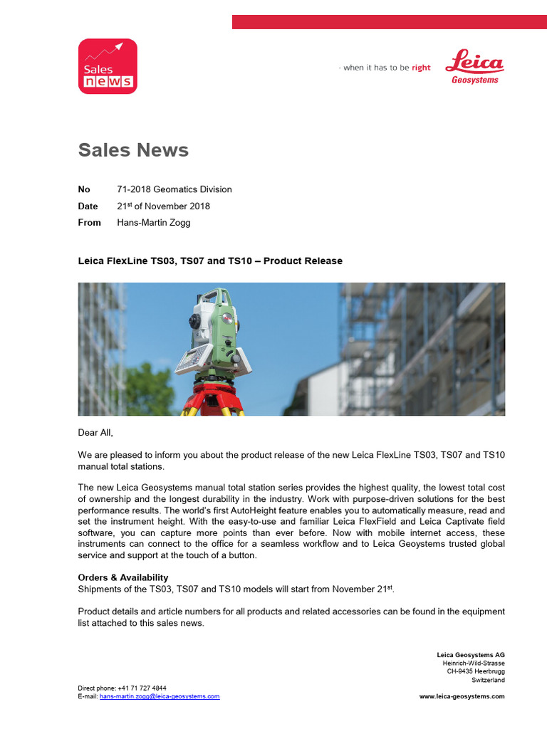 Leica FlexLine Total Stations Release | PDF | Information Technology ...