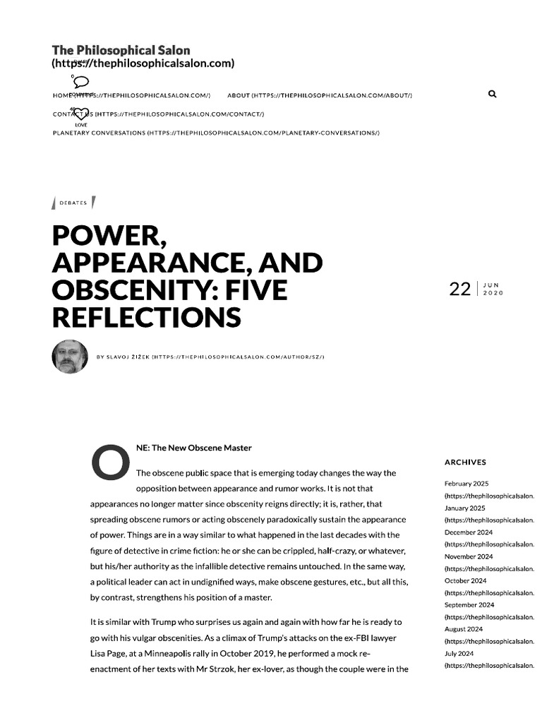 Power, Appearance and Obscenity: Five Reflections | PDF