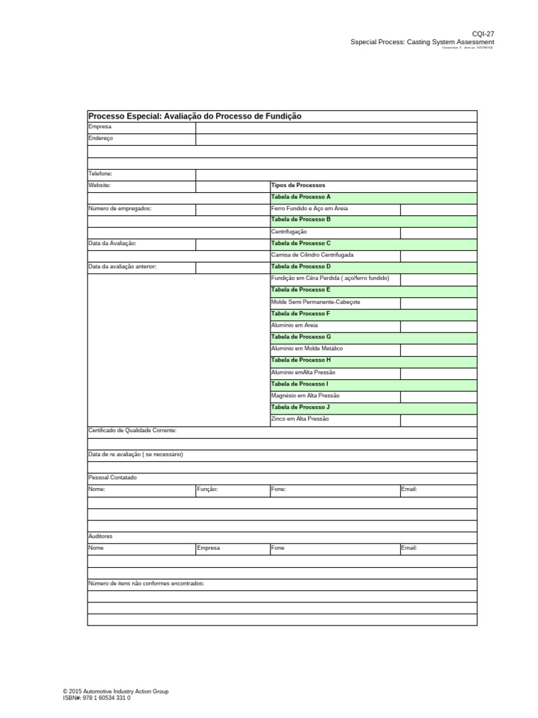 CQI-27_tabelas 2018 | PDF | Ferro | Ferro fundido