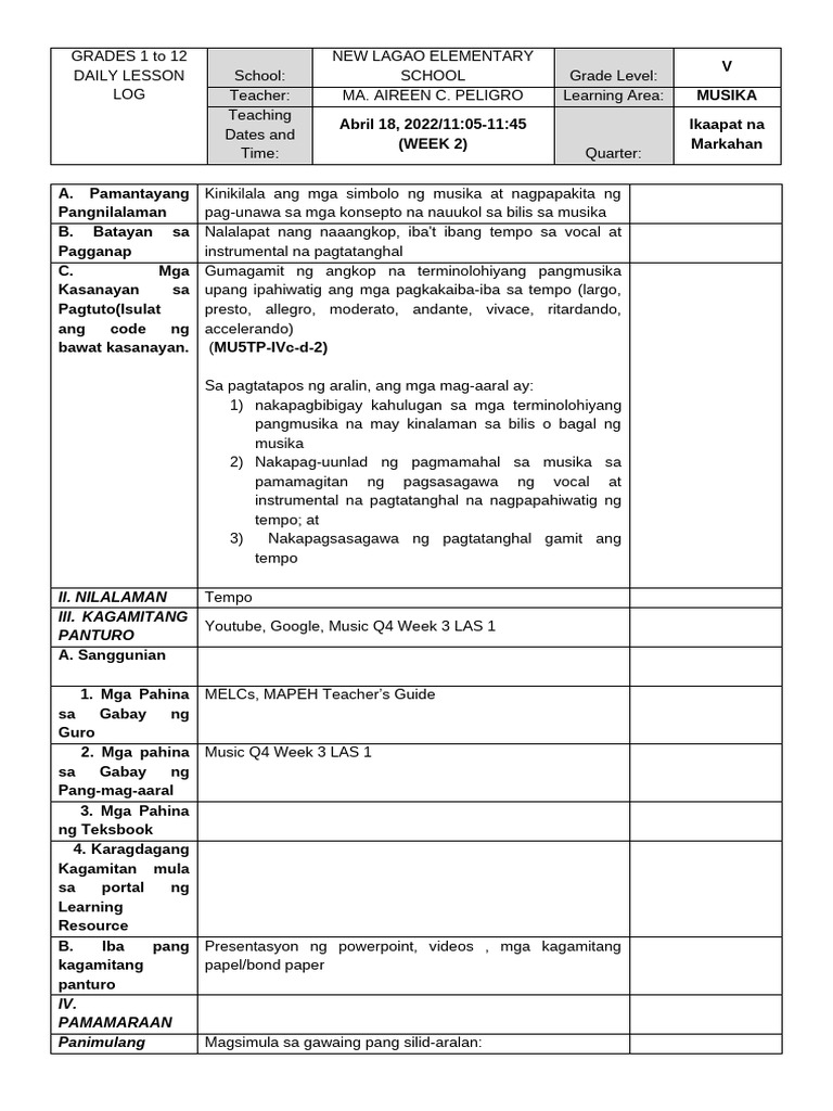 DLL-MUSIC5-1st Day | PDF