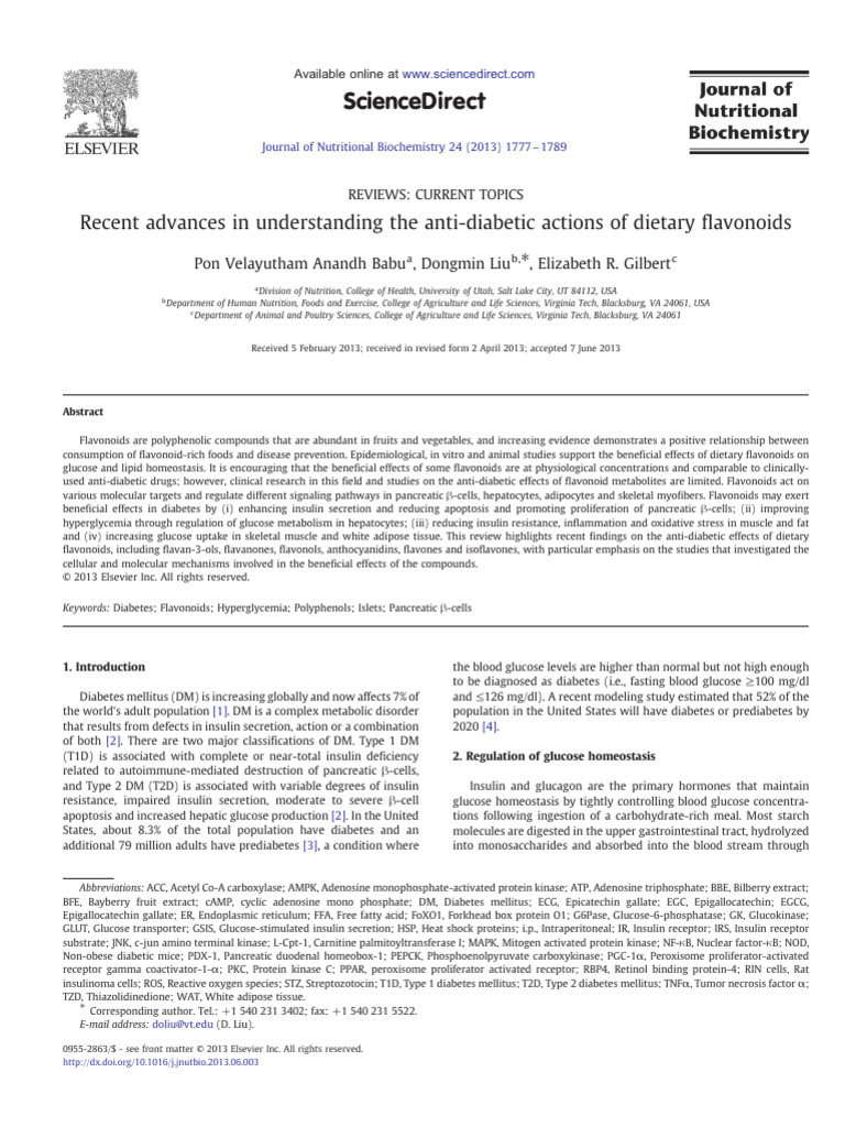 Anti-Diabetic Effects of Dietary Flavonoids | PDF | Insulin | Insulin ...