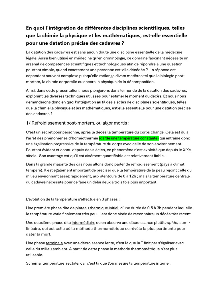 Intégration des sciences en datation post-mortem | PDF
