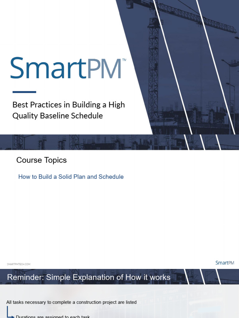 SmartPM Academy - Building a Quality Baseline Schedule | PDF | Microsoft Excel