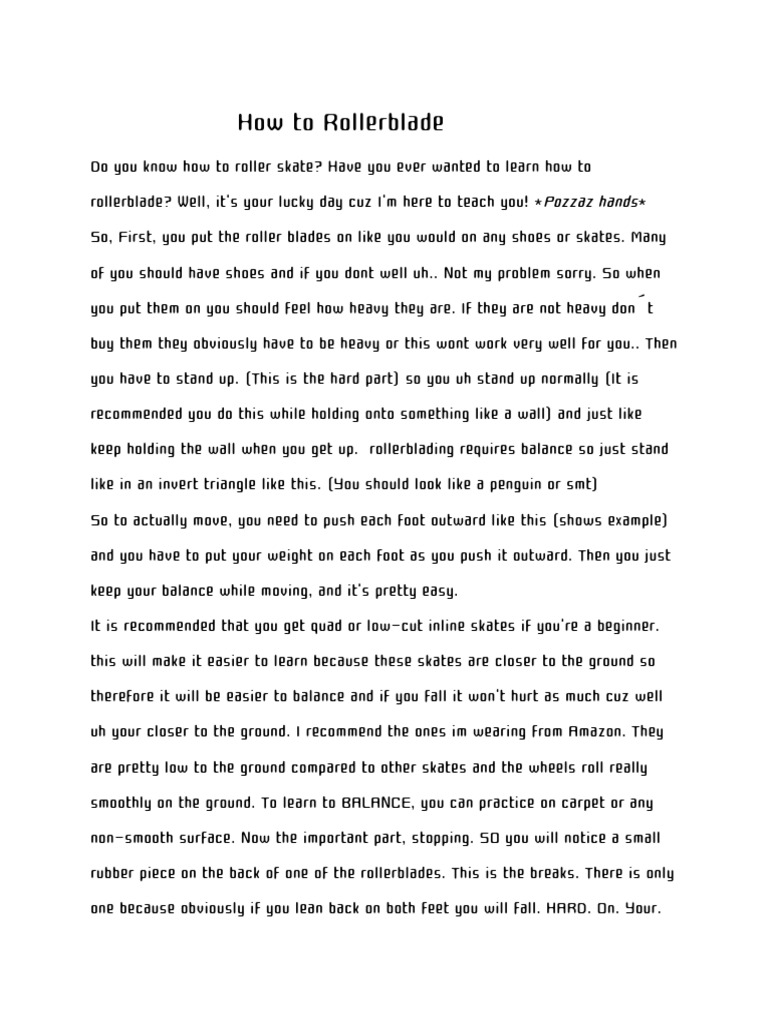 Beginner's Guide to Rollerblading | PDF