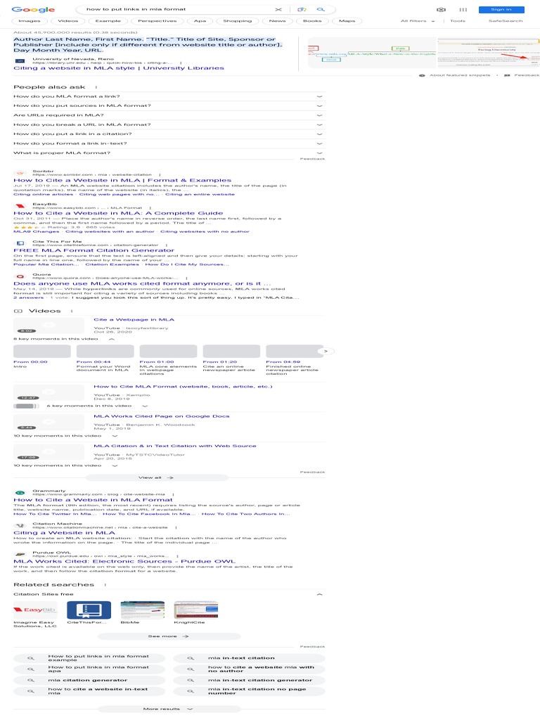 How To Put Links in Mla Format - Google Search | PDF | Citation | World ...