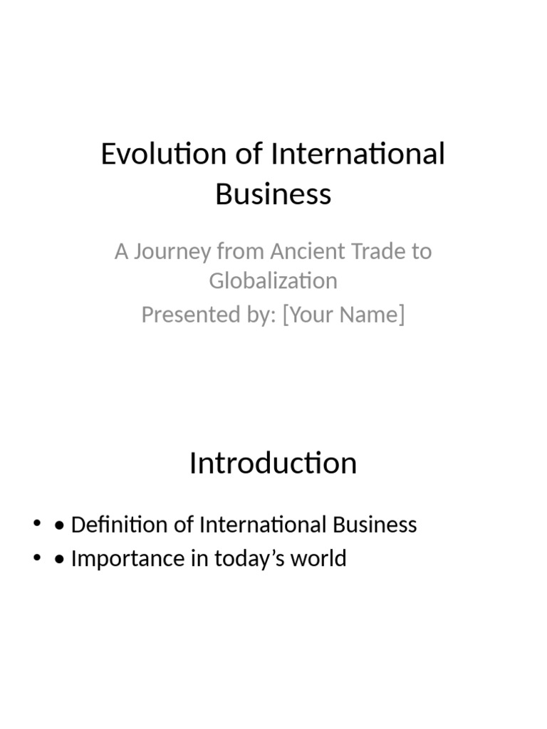 Evolution of International Business | PDF