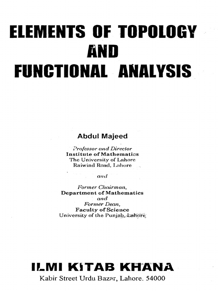 Topology and Functional Analysis by DR Abdul Majeed | PDF
