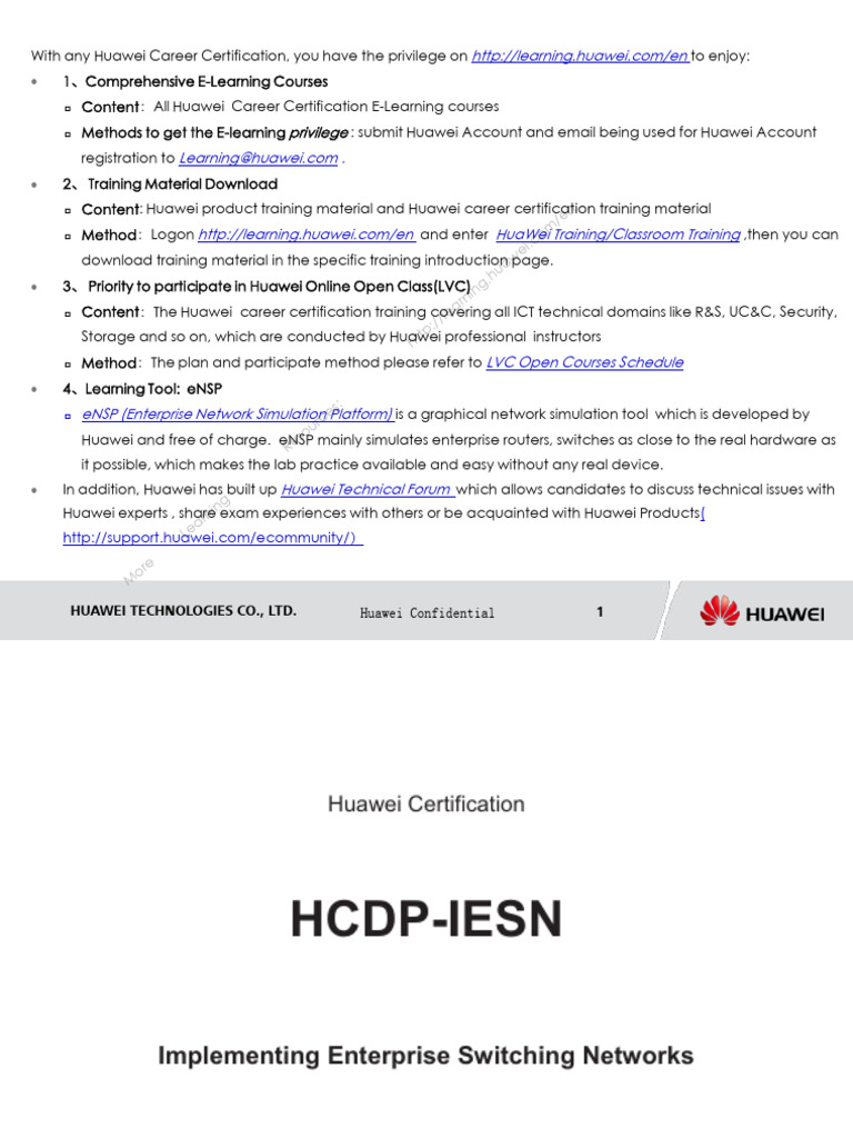 HCNP-R S (HCDP) - IESN Implementing Enterprise Switching Network Training | PDF | Educational ...