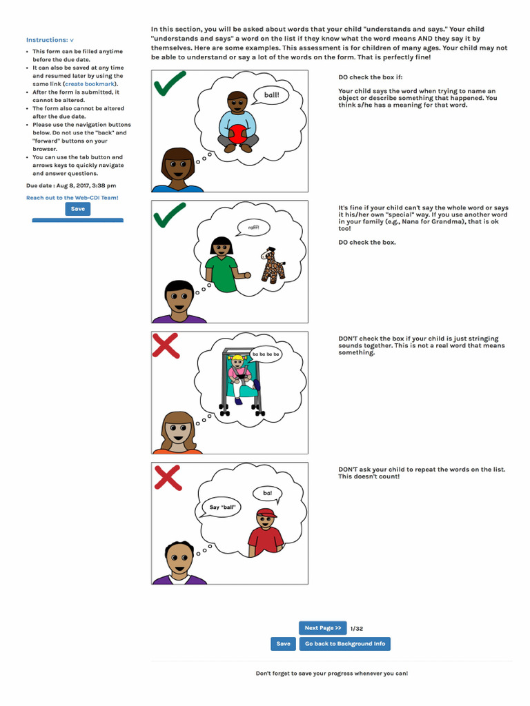 MB CDI Administration Words and Sentences | PDF