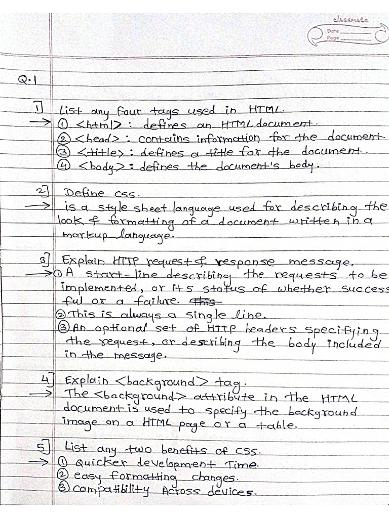 Web Technology Questions Paper-1 | PDF