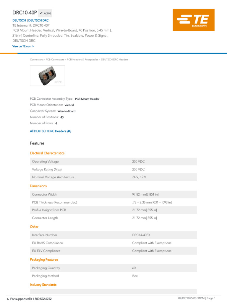 Product DRC10 40p.datasheet | PDF | Electrical Connector | Printed ...