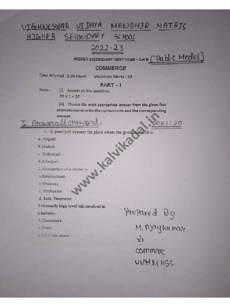11th Commerce Study Materials Online | PDF