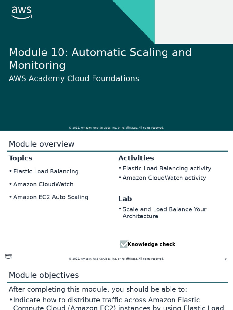 AcademyCloudFoundations Module 10 | PDF | Amazon Web Services | Load Balancing (Computing)