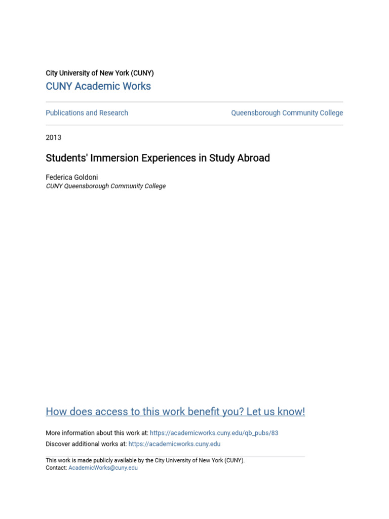 Students Immersion Experiences in Study Abroad | PDF | International ...