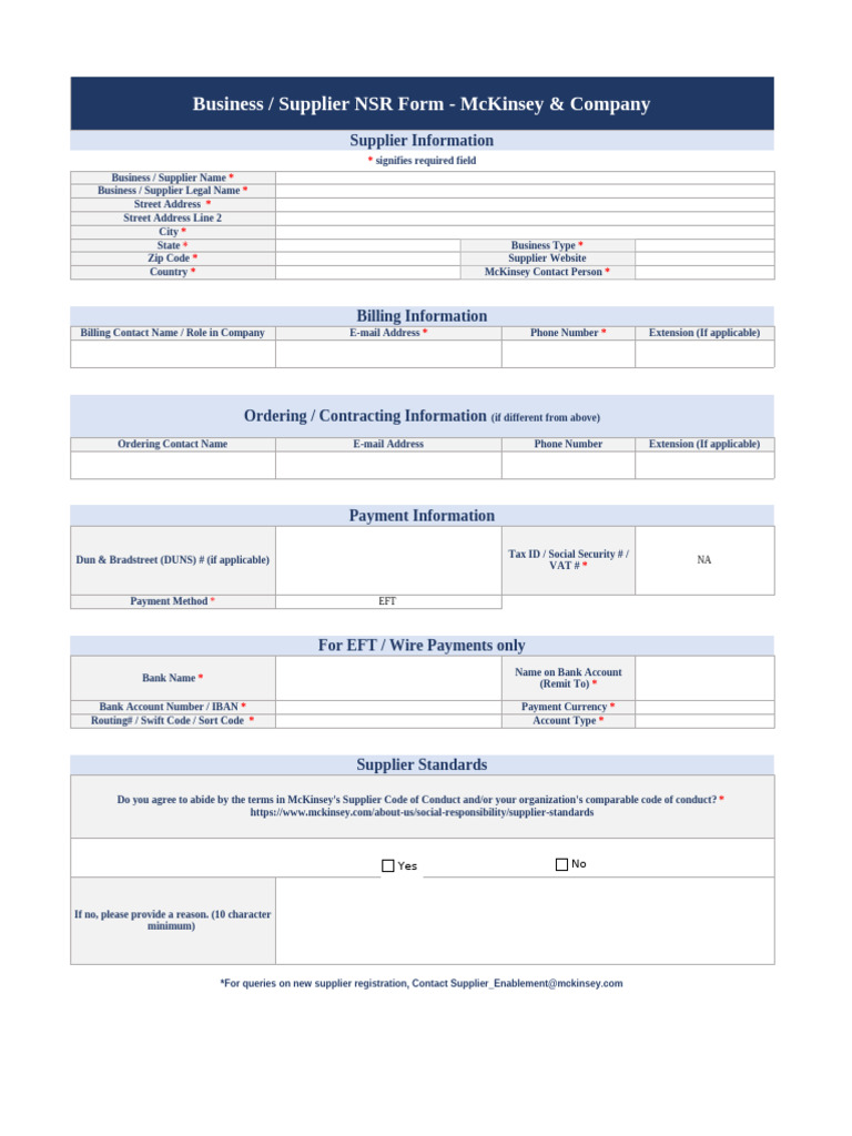 Vendor Supplier Form NSR English With Code of Conduct | PDF | Money ...