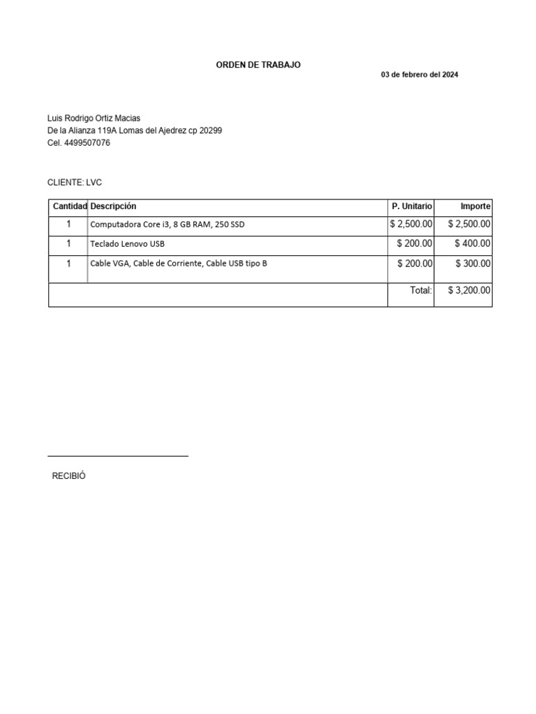 Orden PC Autocad Core I3 | PDF