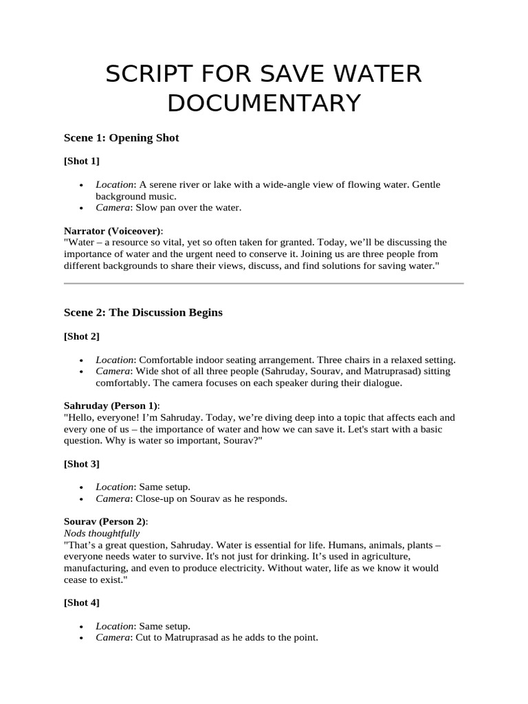 Script For Save Water Documentary 2 | PDF | Water | Environmental ...