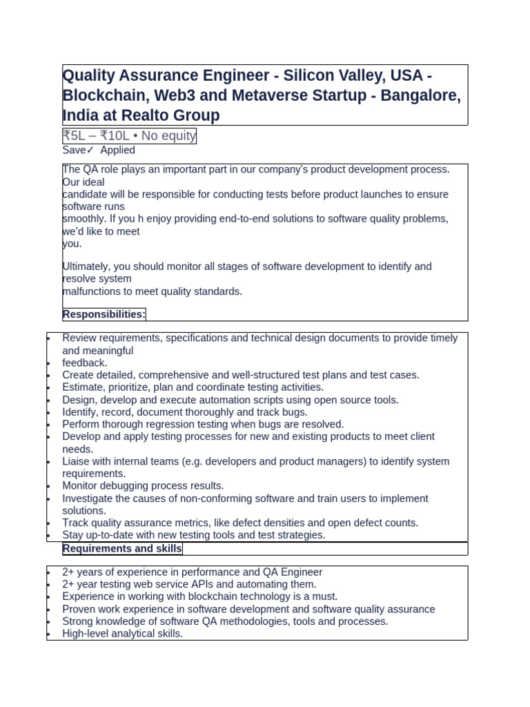 Quality Assurance Engineer | PDF