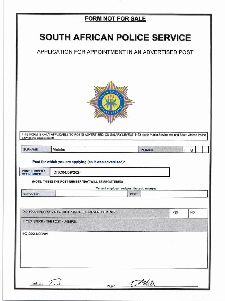 Application Form SAPS 2024-09-16_045565 2 | PDF