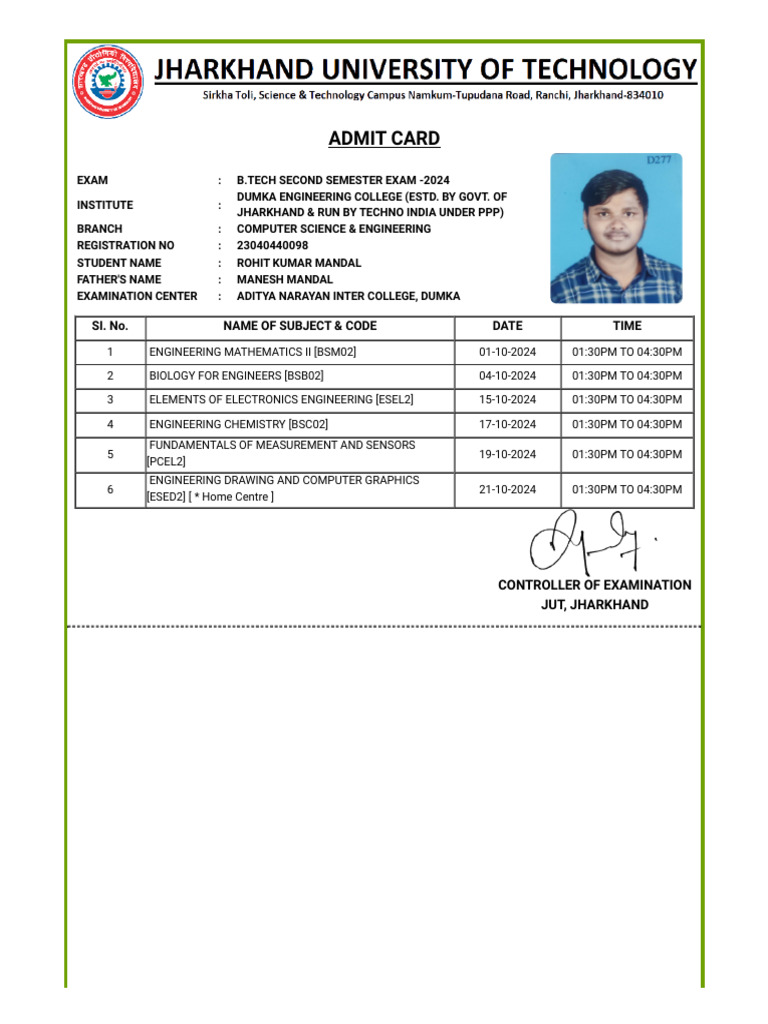 Admit Card | PDF