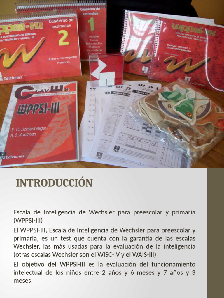 Wppsi III | PDF | Escala de inteligencia para adultos de Wechsler | Inteligencia