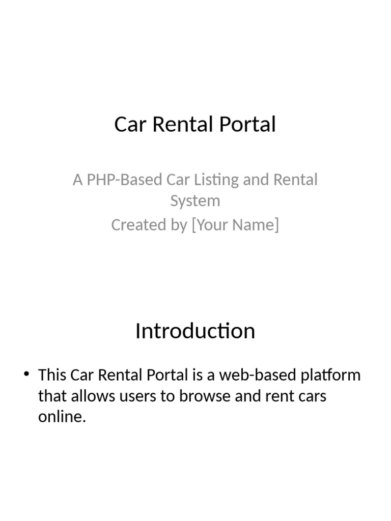 Car Rental Portal Presentation | PDF