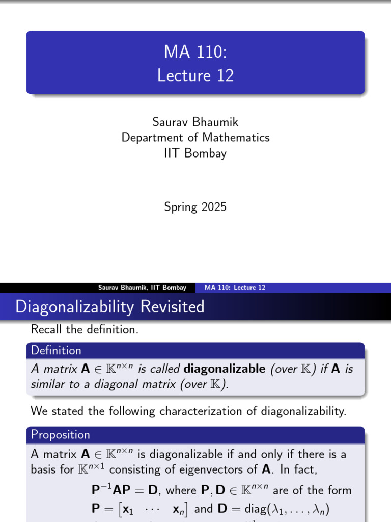 Lecture12_D3 | PDF | Eigenvalues And Eigenvectors | Linear Algebra