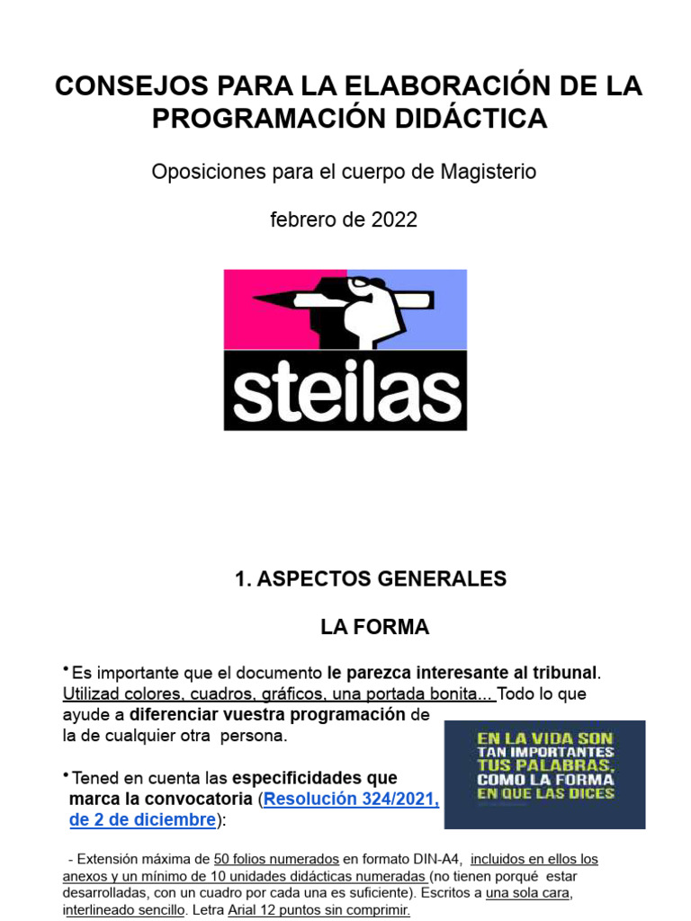 Elaboracion y Defensa de La Programacion Didactica LOMLOE Maestras Os | PDF | Plan de estudios ...