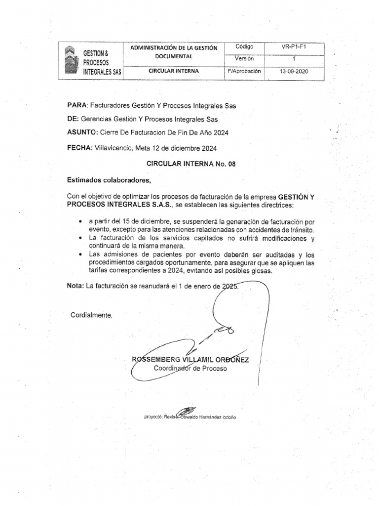 Circular Interna 08 | PDF