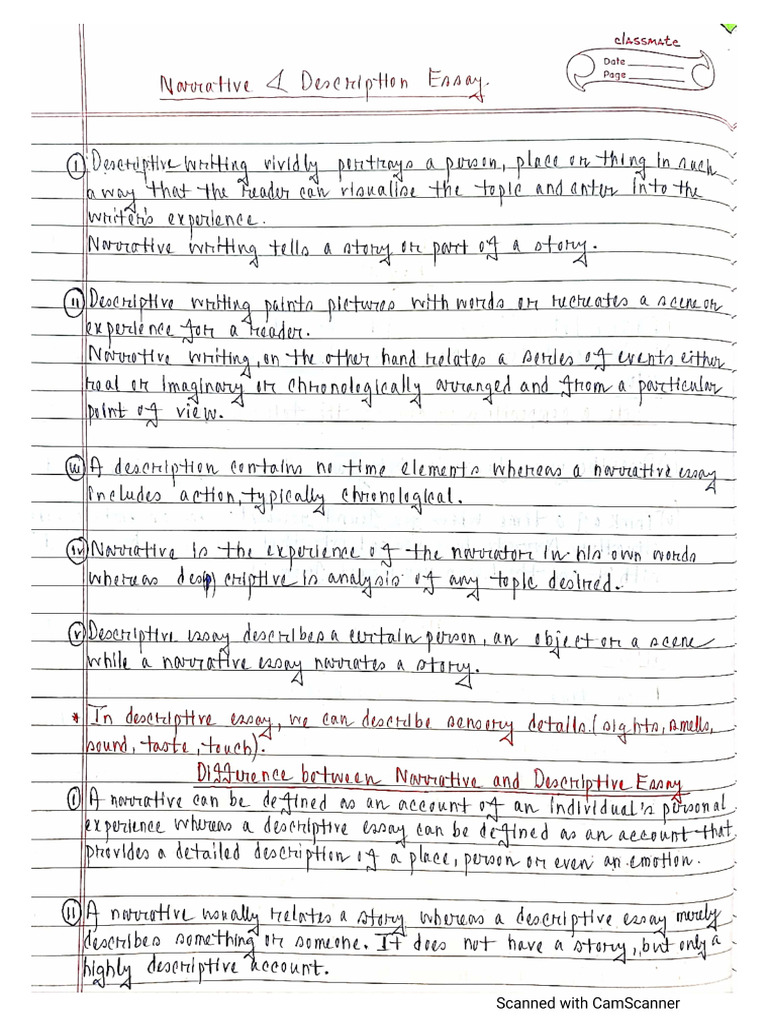 Narrative and Descriptive Essay | PDF