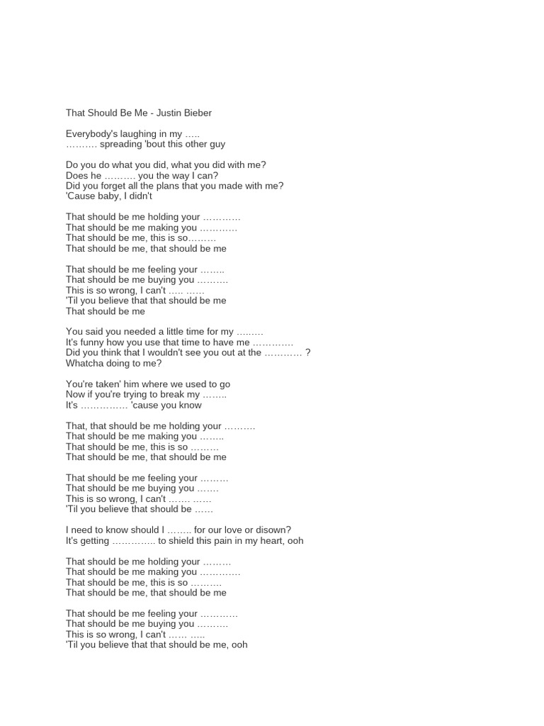 That Should Be Me Lyrics Summary | PDF