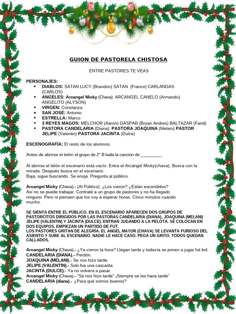 PASTORELA GUION DE PASTORELA CHISTOSA.pdf · versión 1 | PDF | María, madre de Jesús