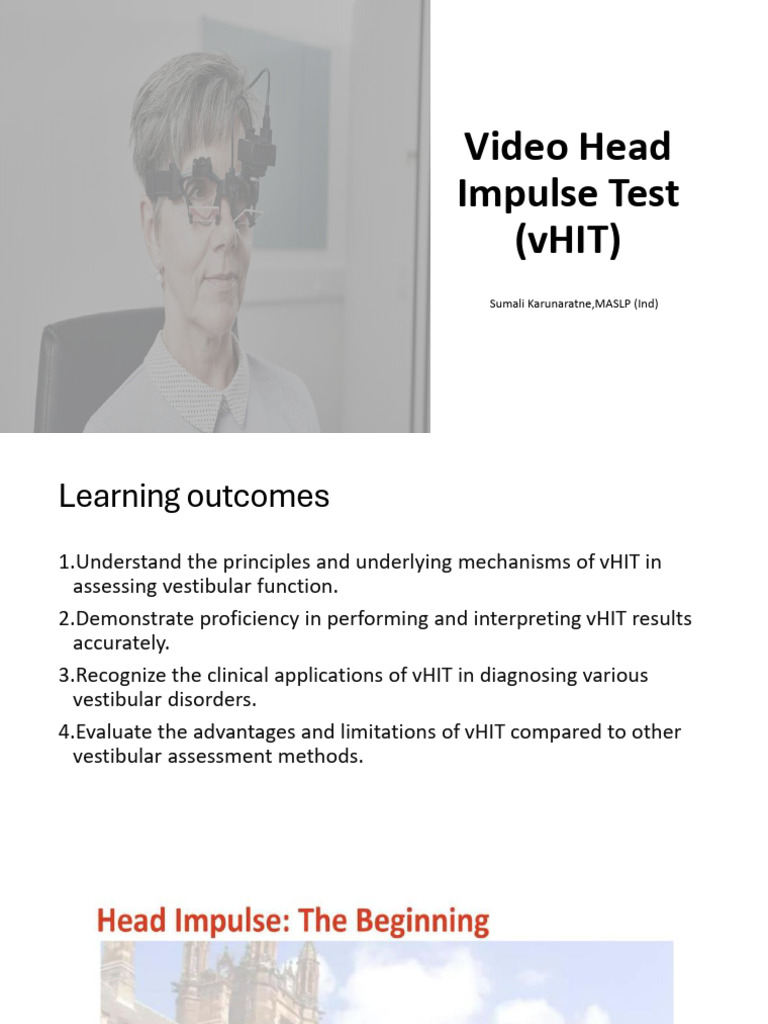 Video Head Impulse Test (VHIT) | PDF | Vestibular System | Nervous System