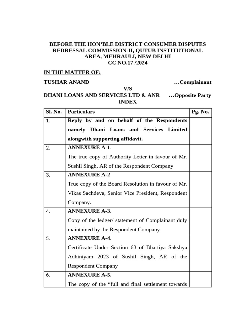 Reply To The Complaint - Tushar Anand | PDF | Affidavit | Foreclosure