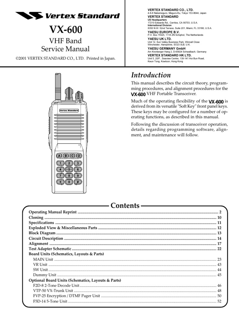 VX-600 VHF Transceiver Manual | PDF | Frequency Modulation ...