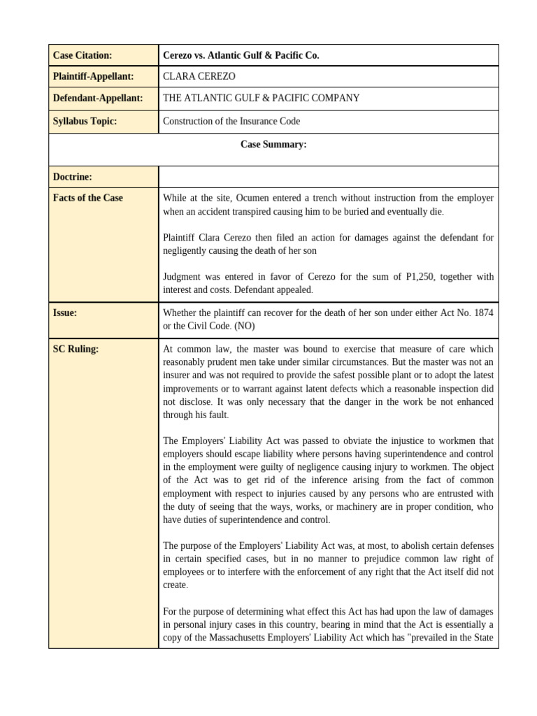 Case Digest: Cerezo vs. Atlantic Gulf & Pacific Co. | PDF | Legal ...