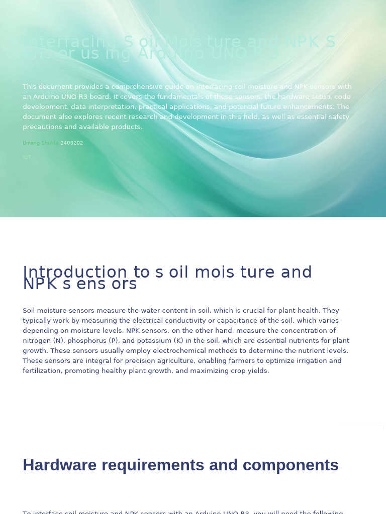 Interfacing-Soil-Moisture-and-NPK-Sensor-using-Arduino-UNO-R3 | PDF ...
