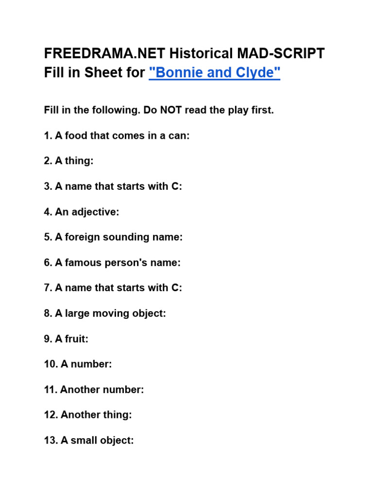 History MadScripts Bonnie and Clyde | PDF