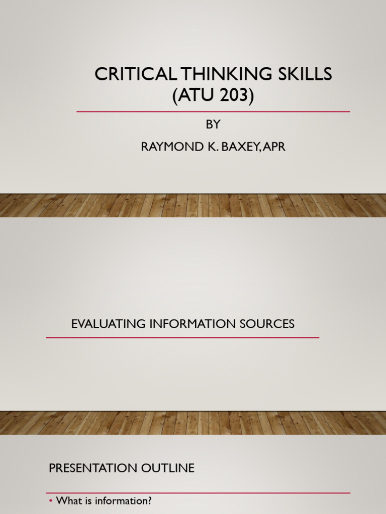 Evaluating Information Sources - Critical Thinking | PDF | Information ...