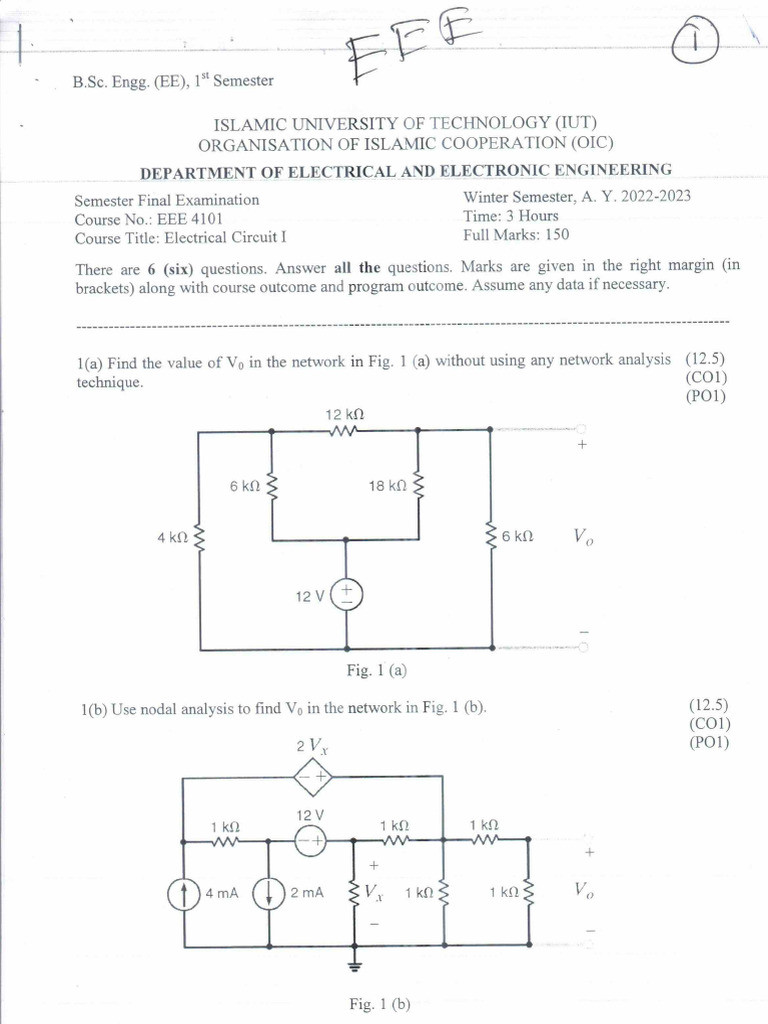 EEE 4101 Electrical Circuit I | PDF | Electrical Impedance | Electronics