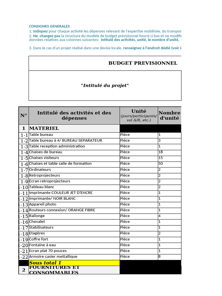 Budget prévisionnel de projet détaillé | PDF | Investir