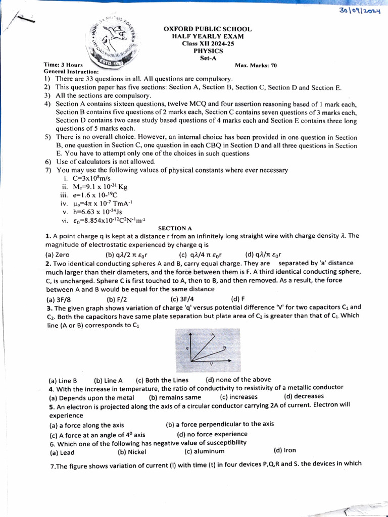 Physics Set A | PDF | Capacitor | Inductor
