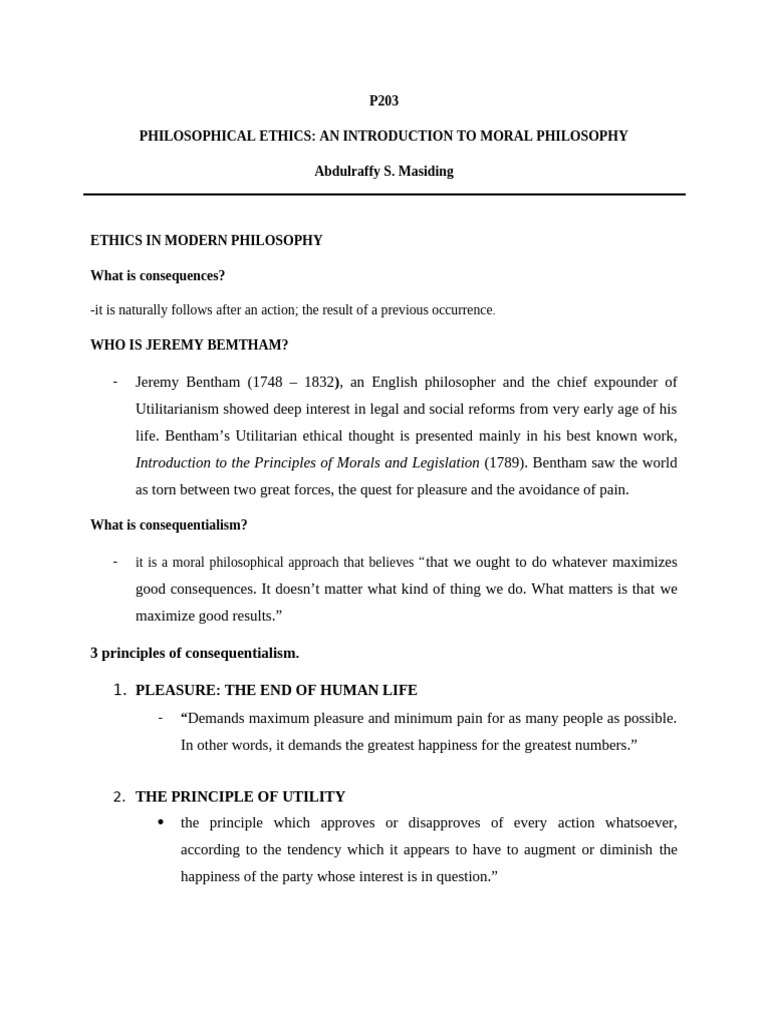 Consequntialism and Non Consequentialism | PDF | Utilitarianism ...