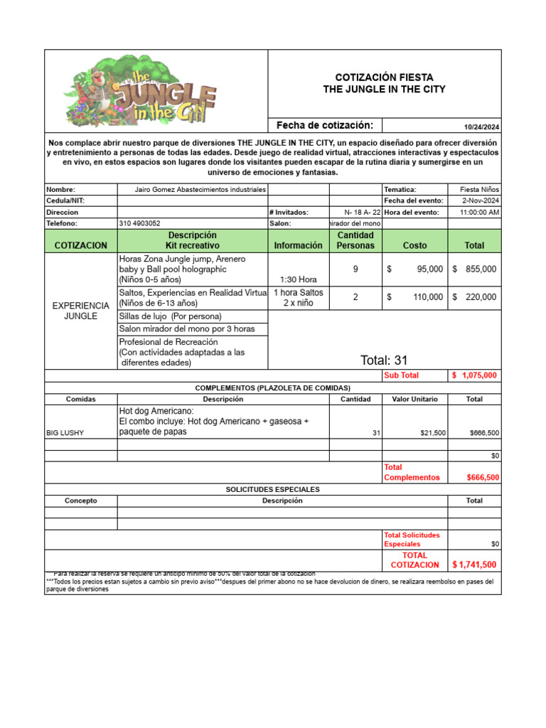 Cotizacion Jairo Gomez Abastecimientos Industriales | PDF ...